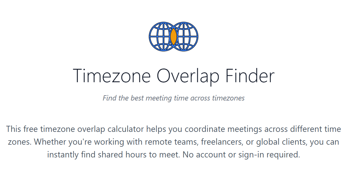 Timezone Overlap Finder – Plan meetings across time zones